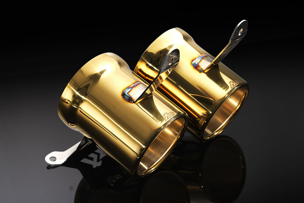 Dual Tips in Gold Ferrari 488 GTB – BodyKits Aerodynamics LLC