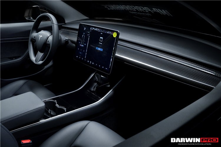 2017-2020 Tesla Model 3 Autoclave Carbon Fiber Dashboard Trim Replacem ...
